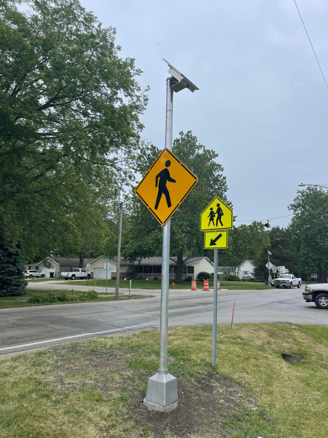 Village installs crosswalk signs on Rt. 150 - Saint Joseph Record